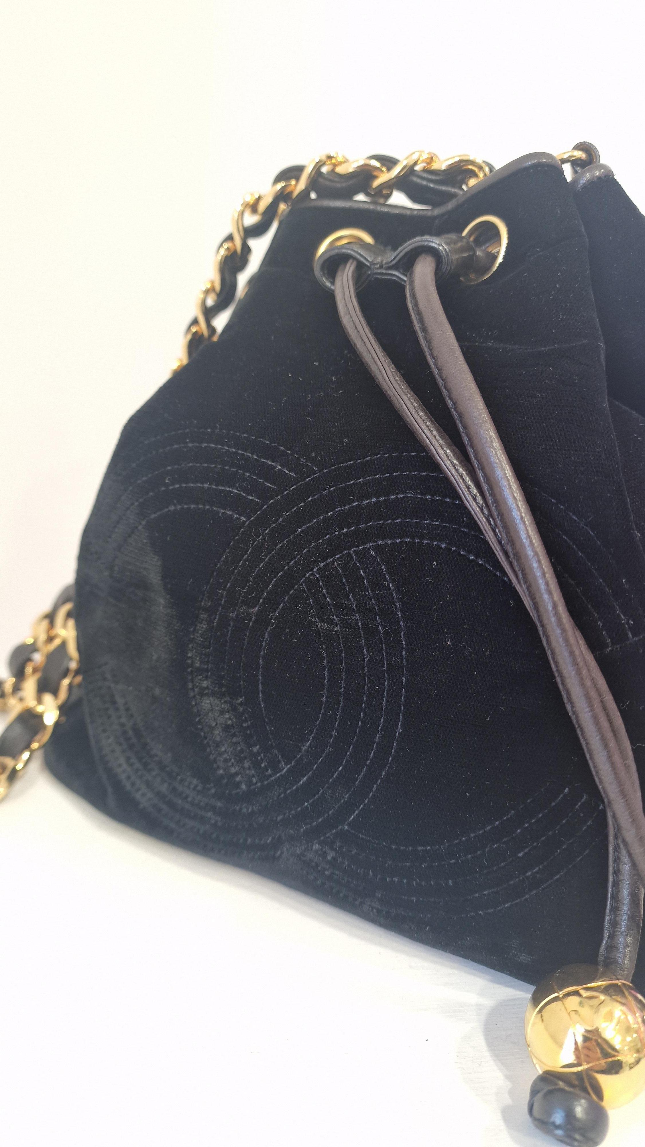 1990s Chanel black suede gold hardware satchel bag at 1stDibs