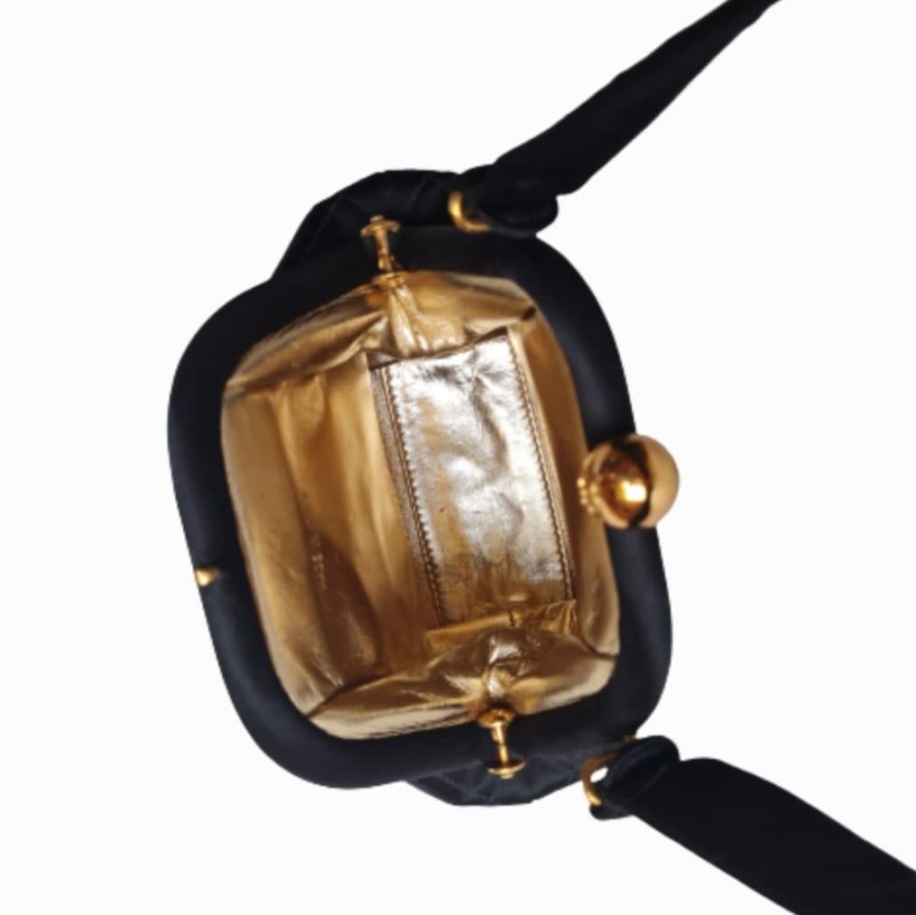 1990s Chanel Black Vintage Satin Quilted Purse For Sale at 1stDibs