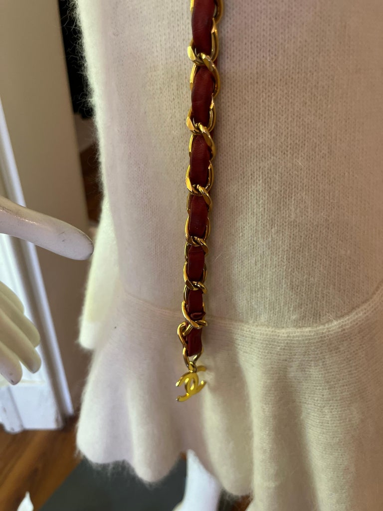 1990s Chanel Gold Toned Chain Belt to 36" w/Chanel shopping bag For ...