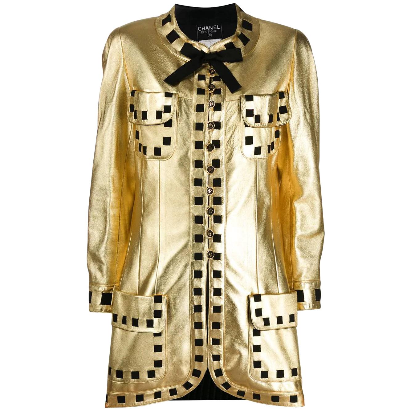1990s Chanel Golden Leather Jacket at 1stDibs