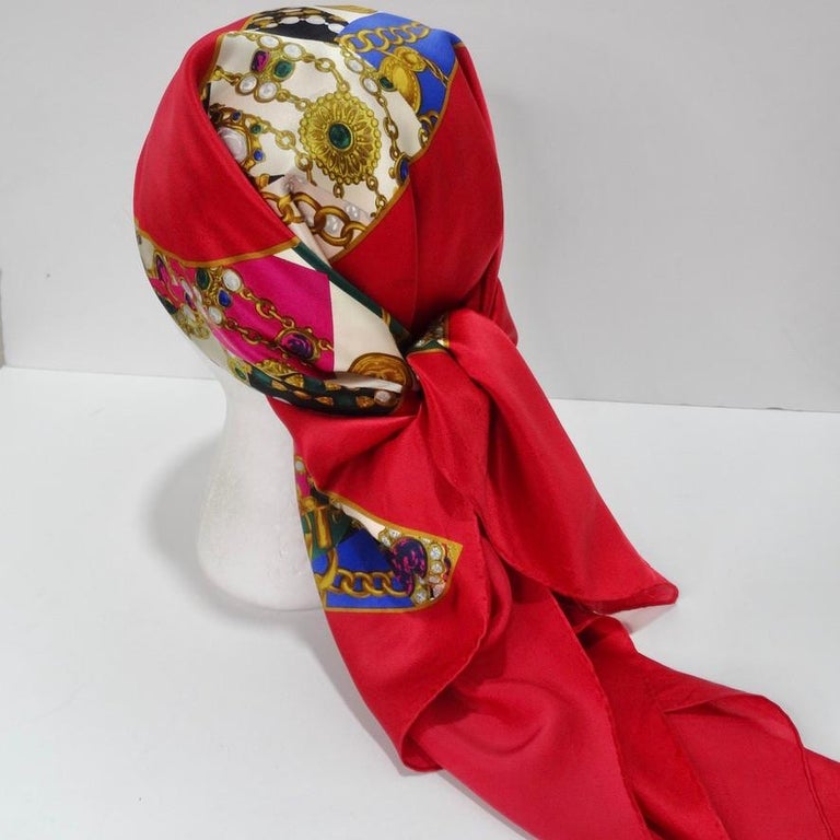 1990s Chanel Interlocking CC Jewel Print Scarf For Sale at 1stDibs