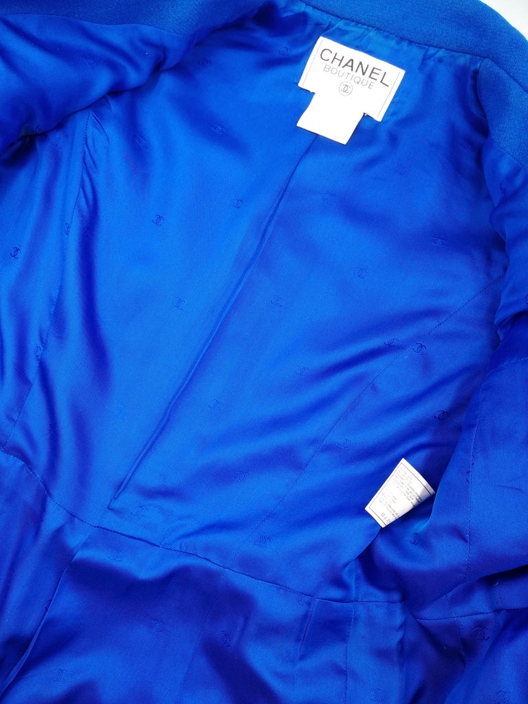 1990s Chanel Royal Blue Wool Jacket with Jewel Buttons, Size38 For Sale ...