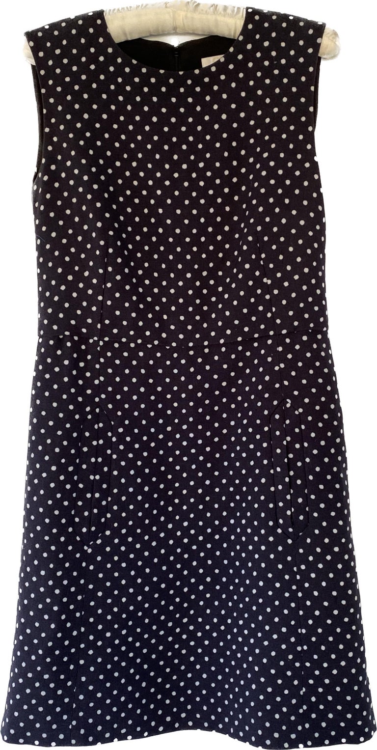 1990s Chloe by Karl Lagerfeld Linen Polka Dot Summer Dress with Pockets ...