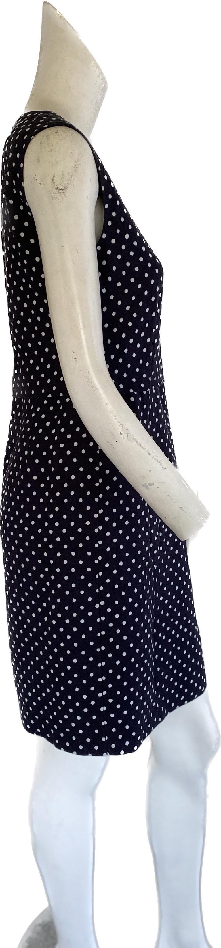1990s Chloe by Karl Lagerfeld Linen Polka Dot Summer Dress with Pockets ...