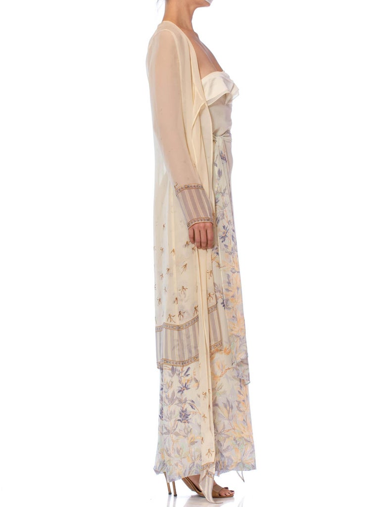 1990S CHLOE Floral Silk Chiffon Dress and Matching Duster Jacket For ...