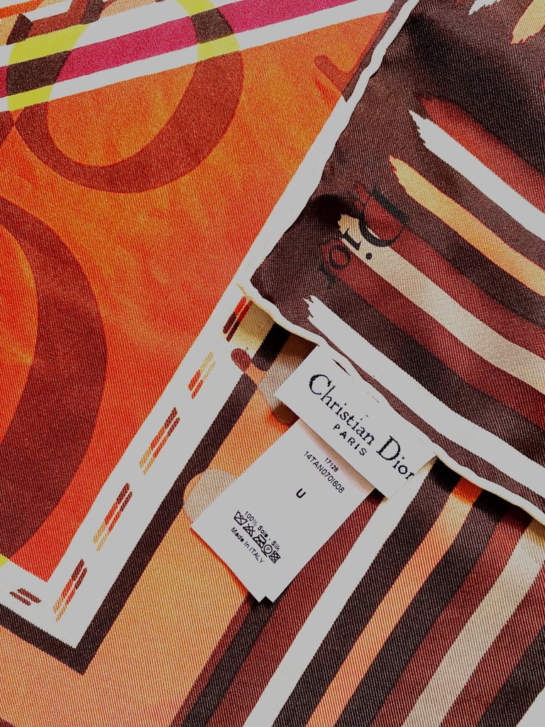1990s Christian Dior Abstract Geometric Multicolor Silk Scarf For Sale ...