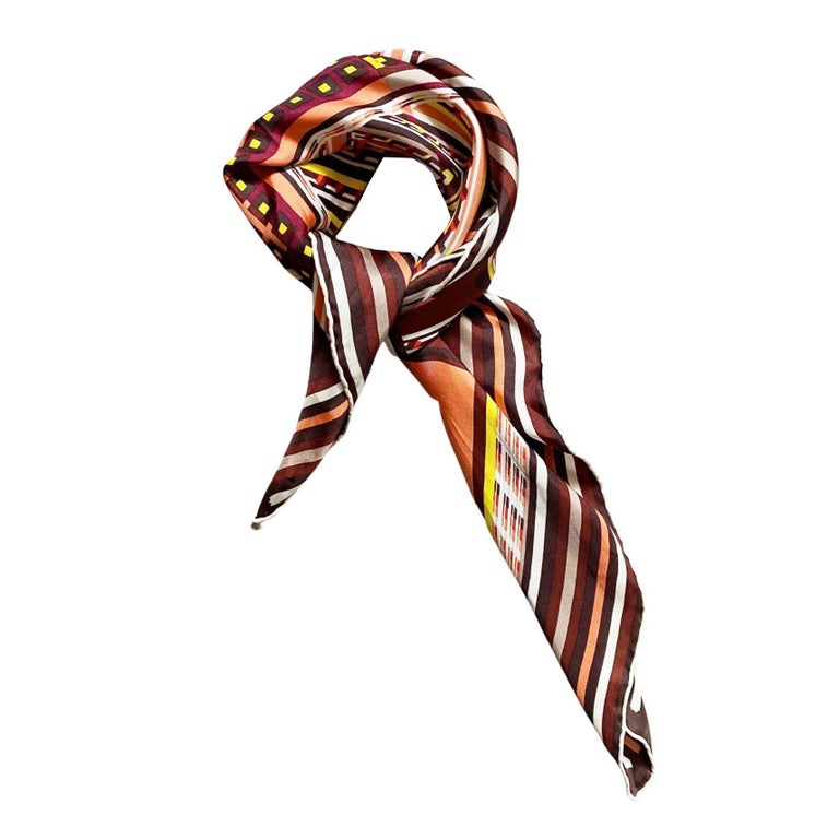 1990s Christian Dior Abstract Geometric Multicolor Silk Scarf For Sale ...