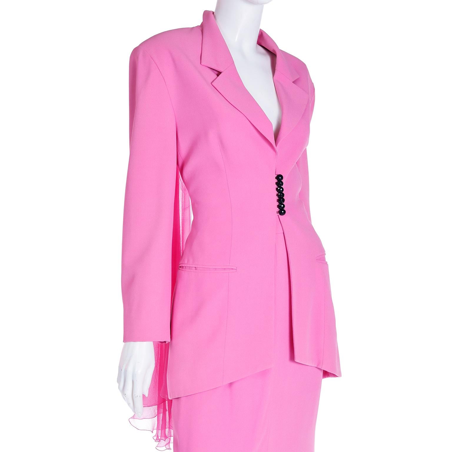 1990s Christian Dior Gianfranco Ferre Pink Jacket w Chiffon Drape and 2 ...