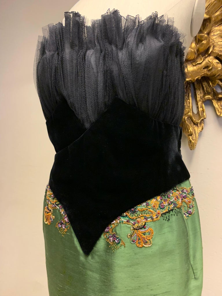 1990s Christian Dior Haute Couture Cocktail Dress W/Velvet Corset ...