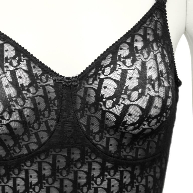 1990’s Christian Dior Sheer Black Logo Monogram Bodysuit at 1stDibs ...