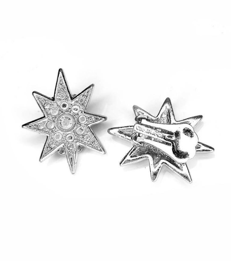 1990s Christian Dior Star Shaped Clip On Earrings with crystals For ...