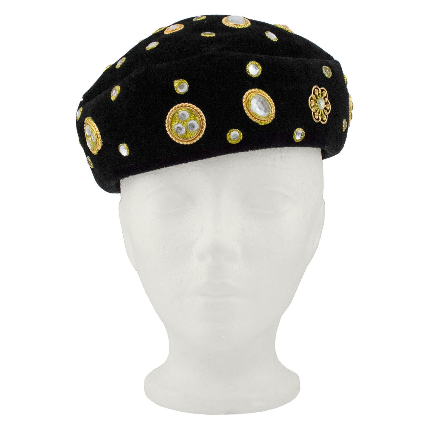 1990s Christian Lacroix Black and Gold Beret at 1stDibs | 90s beret