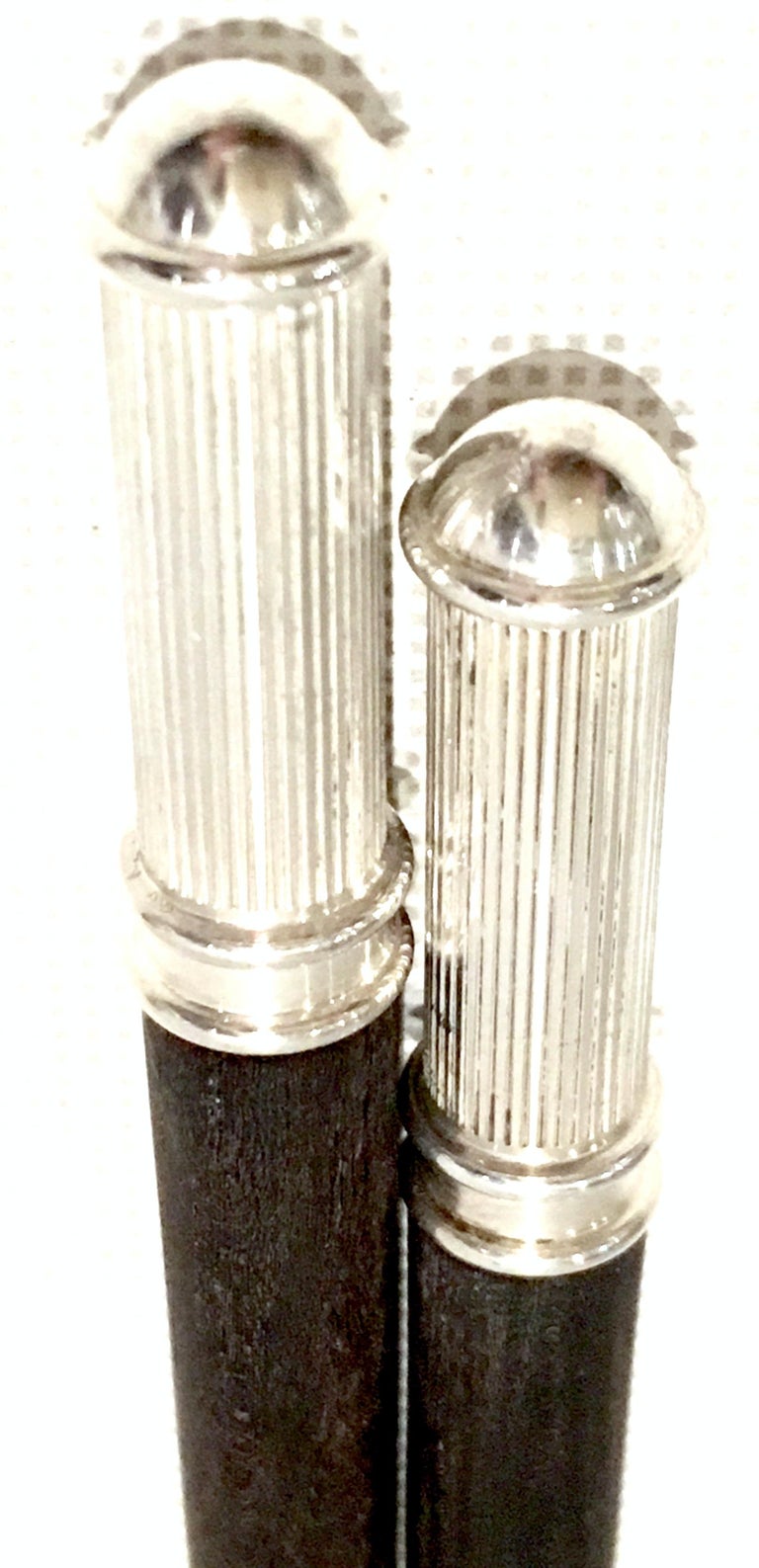 1990s Christofle France 25 Sterling Silver and Ebony Pair of Chopsticks ...