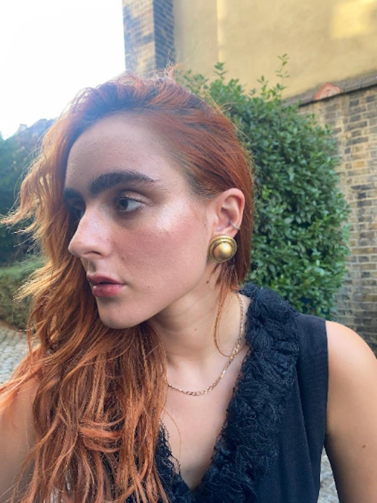 1990s Ciner Gold Tone Button Clip-on Earrings For Sale at 1stDibs