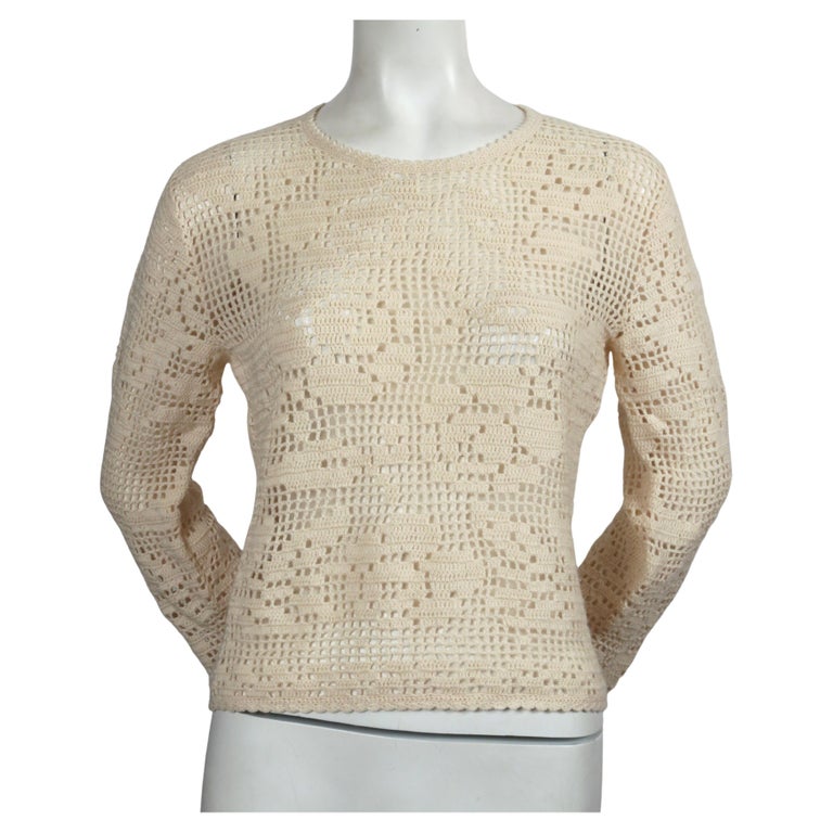 1990's COMME DES GARCONS cream crocheted sweater For Sale at 1stDibs