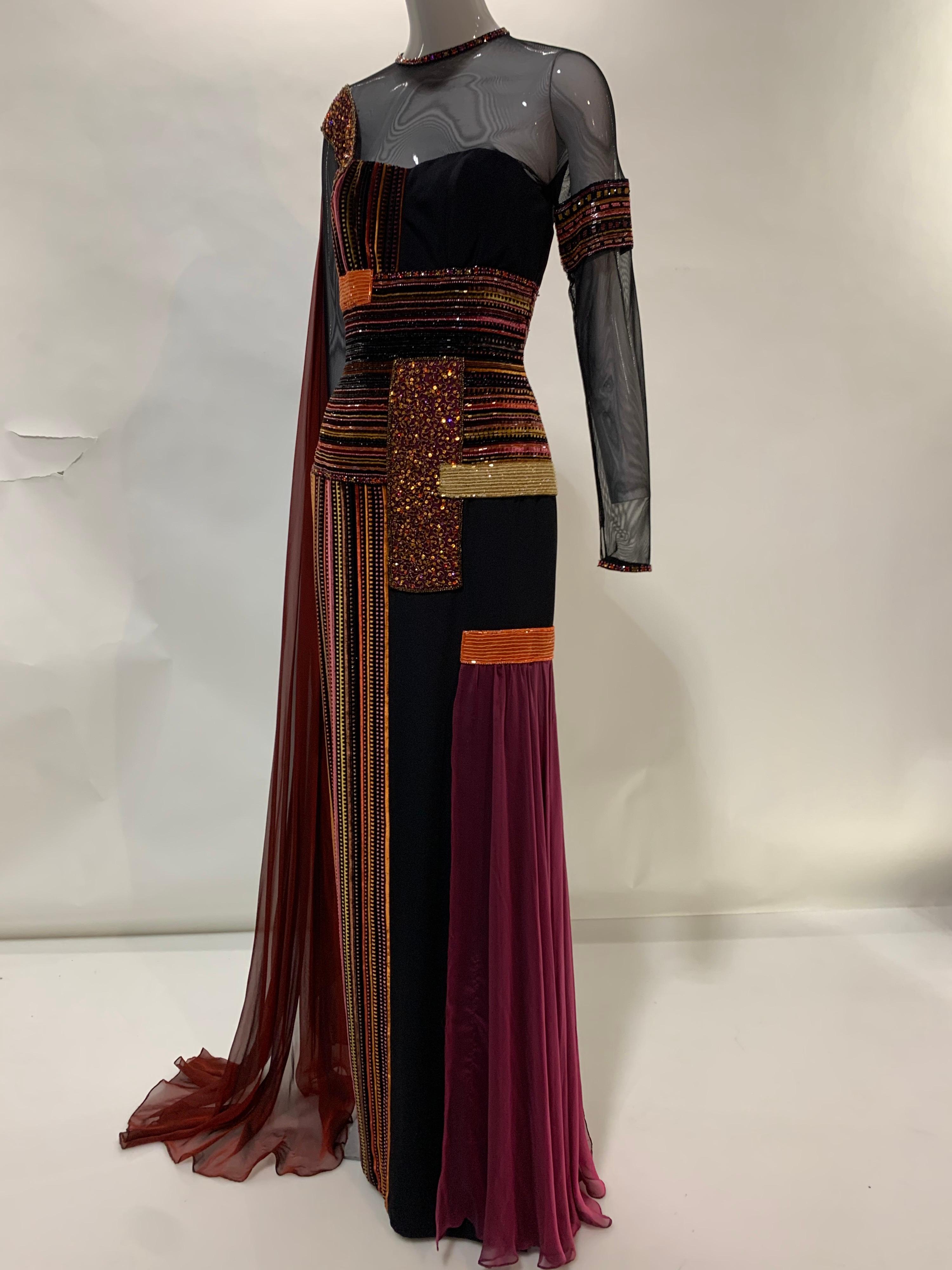 1990s Cubist-Inspired Couture Gown w/ Blocks of Rich Colors in Bugle ...