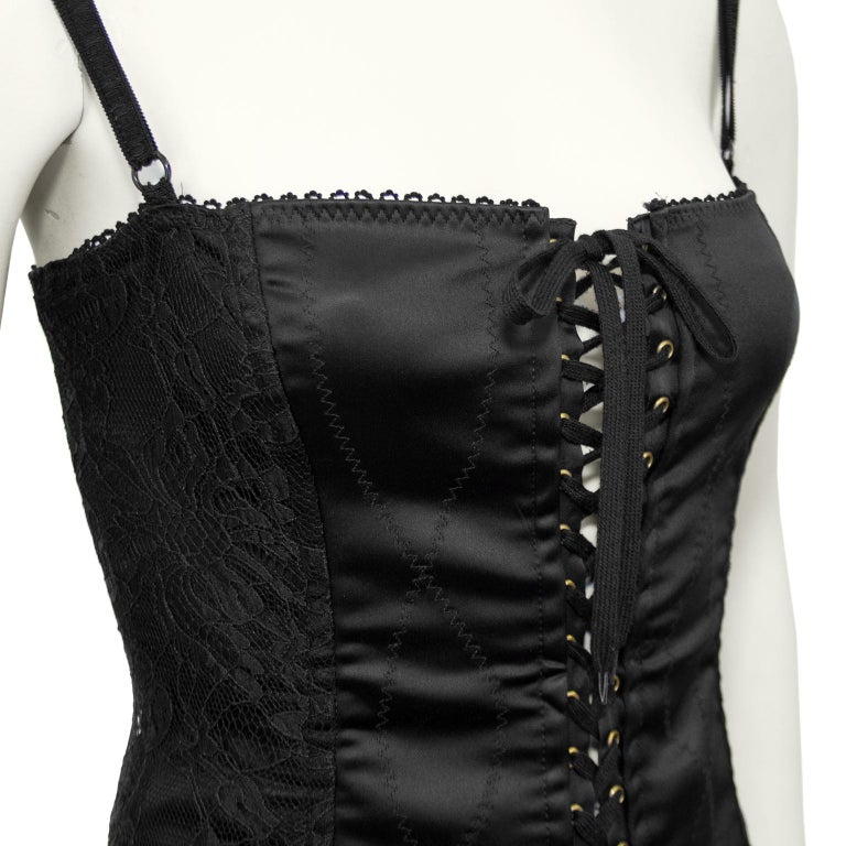 1990s D&G by Dolce and Gabbana Black Lace Corset For Sale at 1stDibs