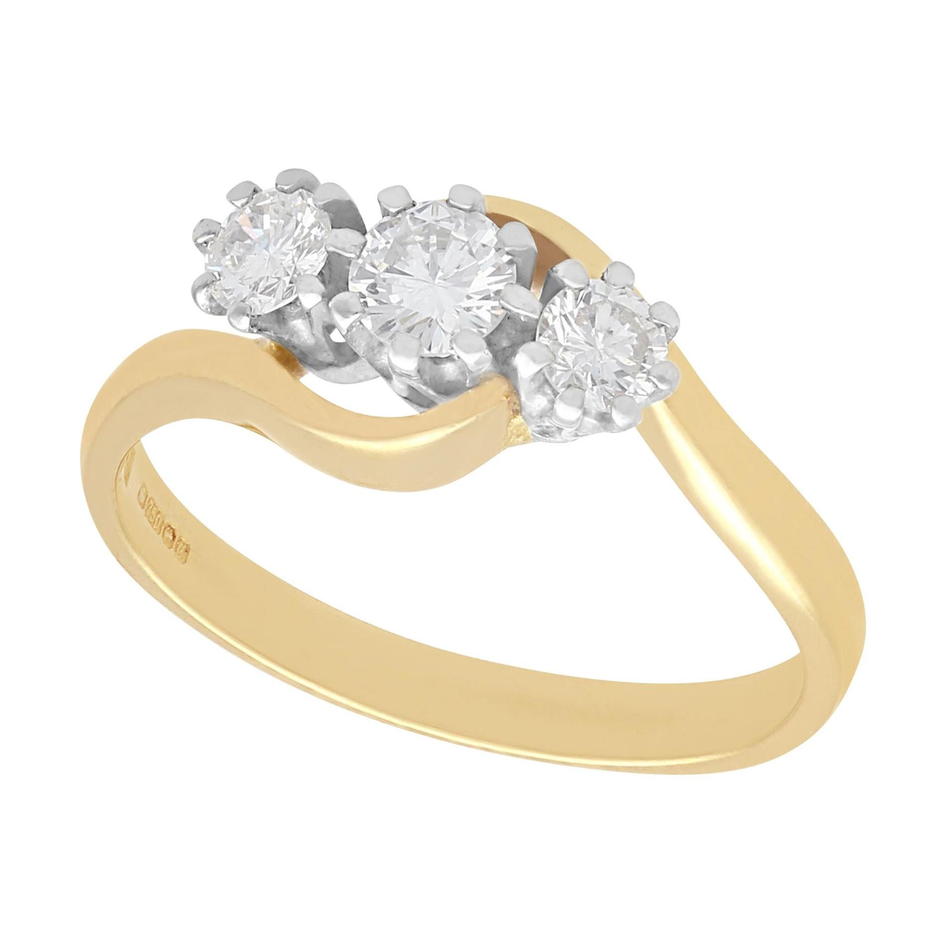 1950s Sapphire and Diamond Yellow Gold Trilogy Ring at 1stDibs