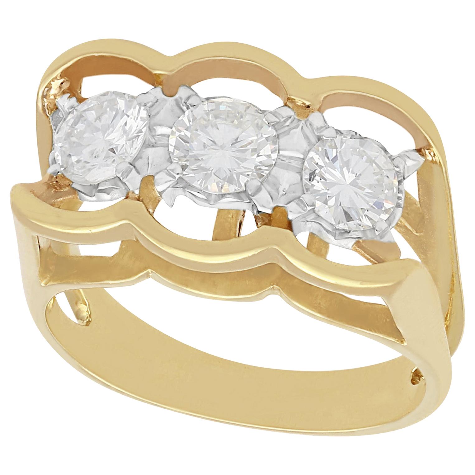 Gold Silver Diamond Stone Cocktail Ring For Sale at 1stDibs