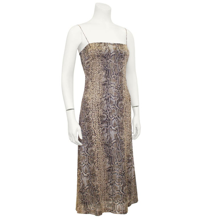 1990s Dolce and Gabbana Snake Print Slip Dress For Sale at 1stDibs