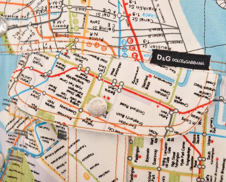 1990s Dolce and Gabbana 'Underground Map' Printed Pattern Denim Jacket ...