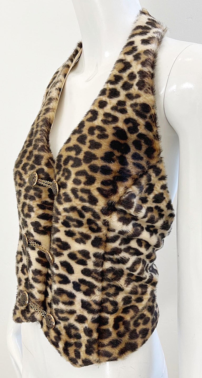 1990s Faux Fur Leopard Cheetah Print Vintage 90s Halter Top Blouse ...