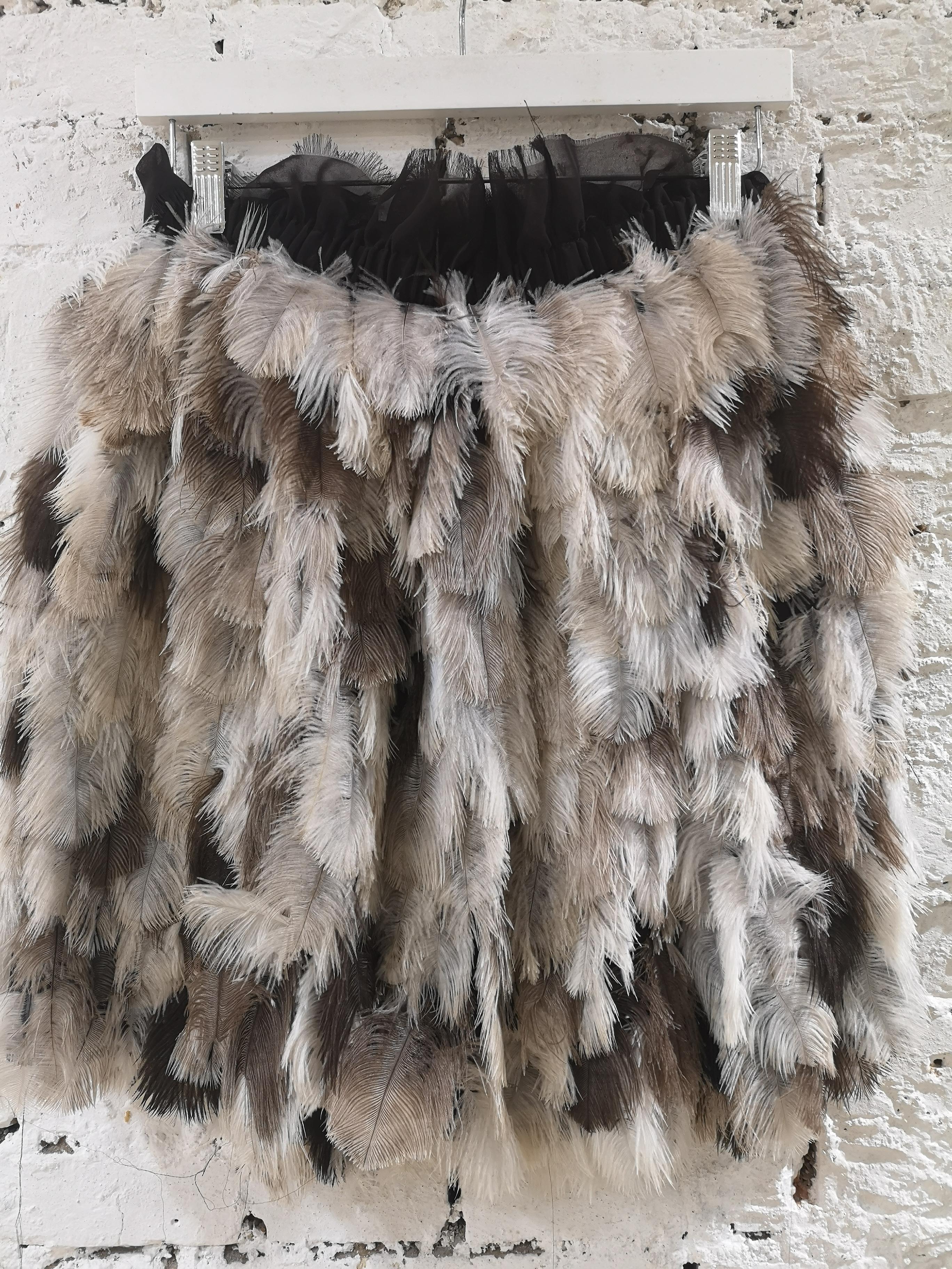 1990s feathers skirt For Sale at 1stDibs | msgm denim jacket, feathers ...
