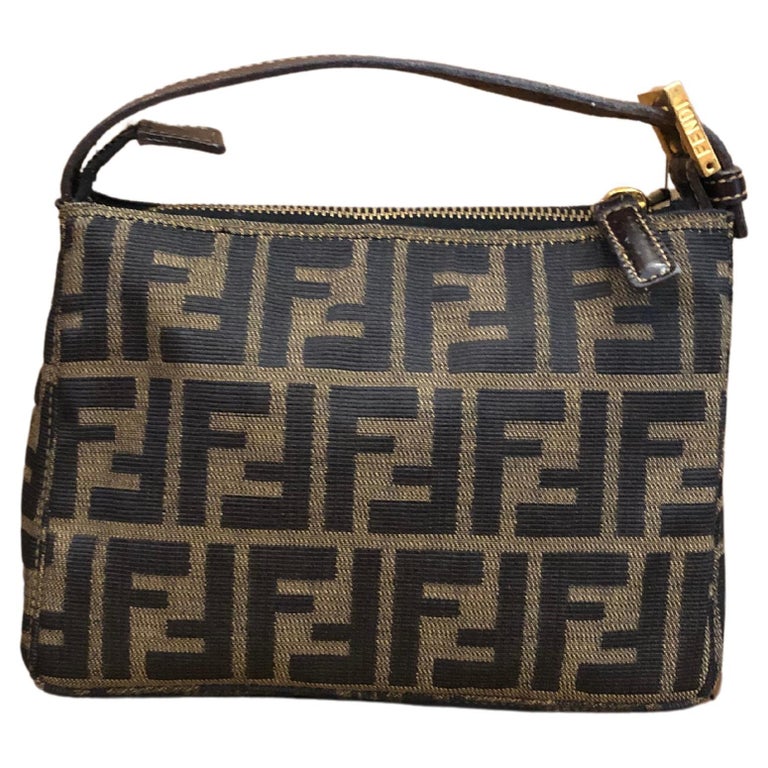 1990s FENDI Brown Zucca Jacquard Mini Pouch Bag Hand Held For Sale at ...