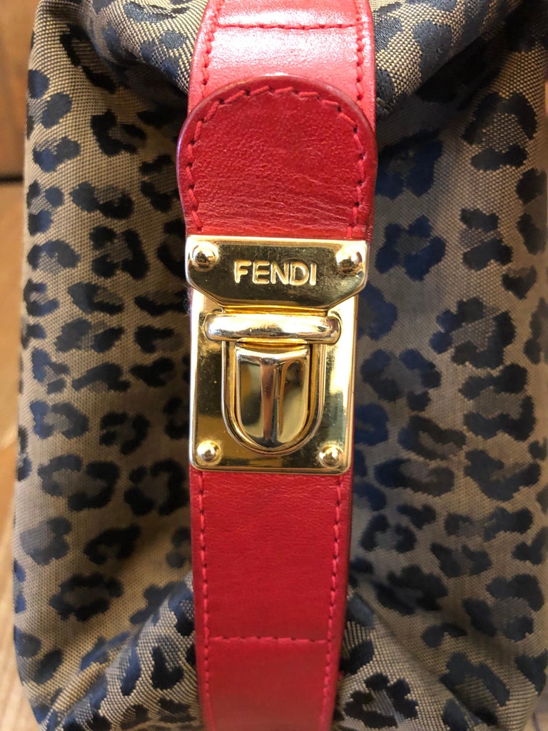 1990s Vintage FENDI Leopard Jacquard Mini Vanity Pouch GHW at 1stDibs