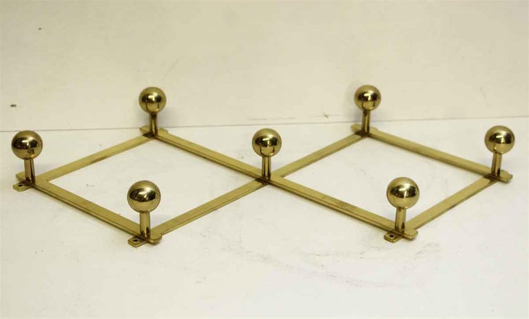 1990s French Brass Accordion Wall Rack with Seven Ball Hooks at 1stDibs ...