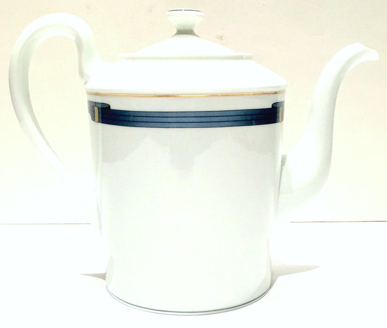 1990s French Limoges and 22-Karat Gold "Iriana Bleu" Tea/Coffee Pot by ...