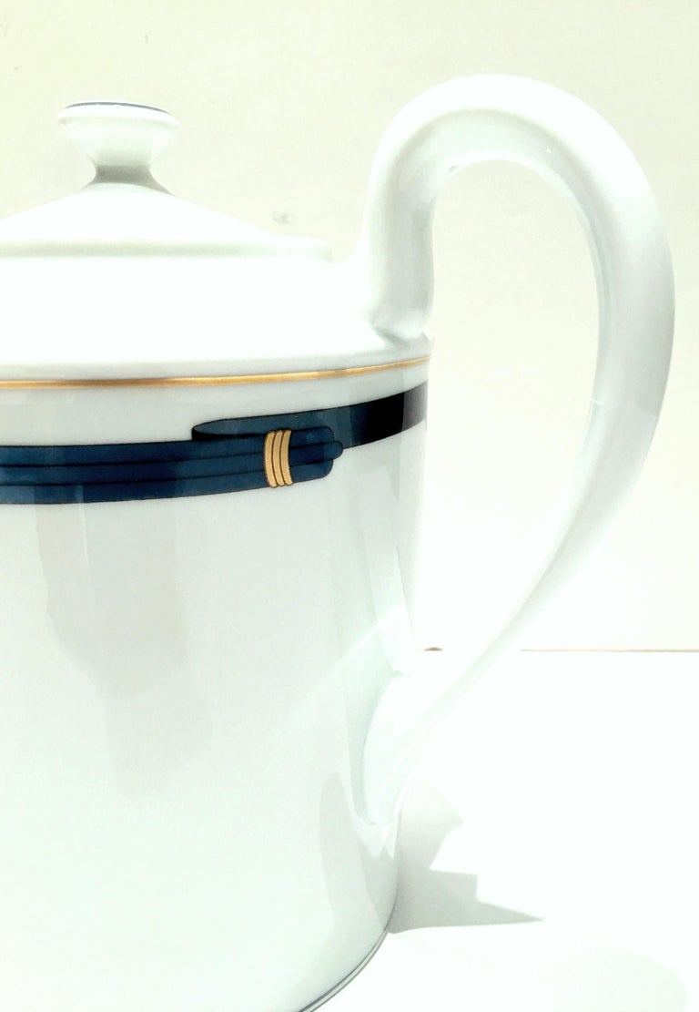 1990s French Limoges and 22-Karat Gold "Iriana Bleu" Tea/Coffee Pot by ...