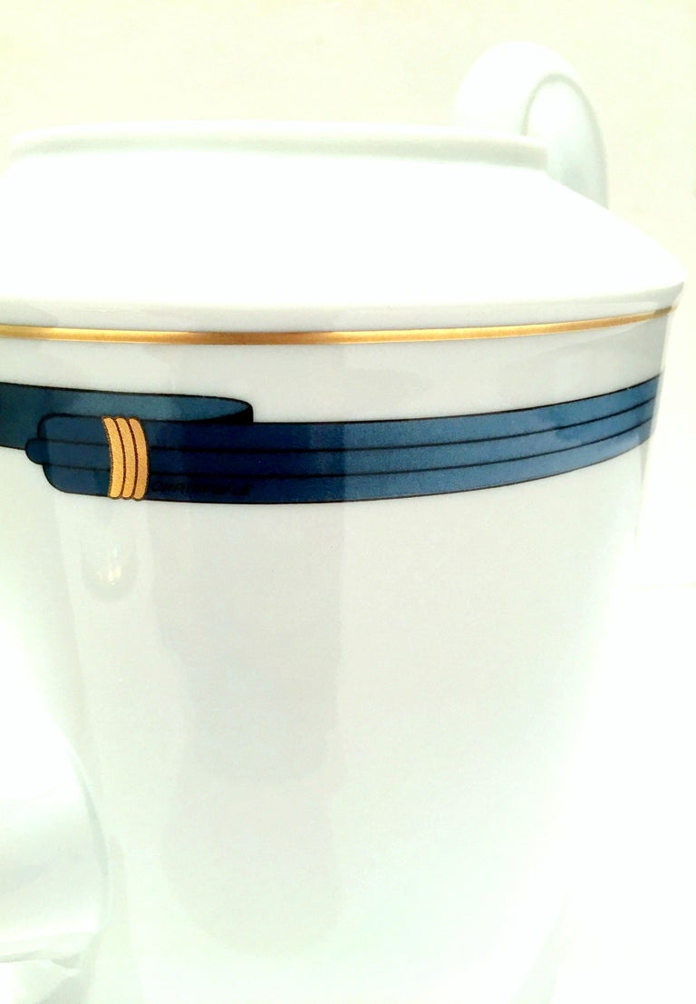 1990s French Limoges and 22-Karat Gold "Iriana Bleu" Tea/Coffee Pot by ...