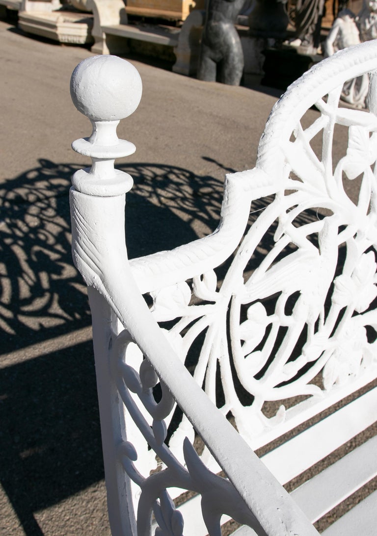 1990s White Iron Garden Bench For Sale at 1stDibs