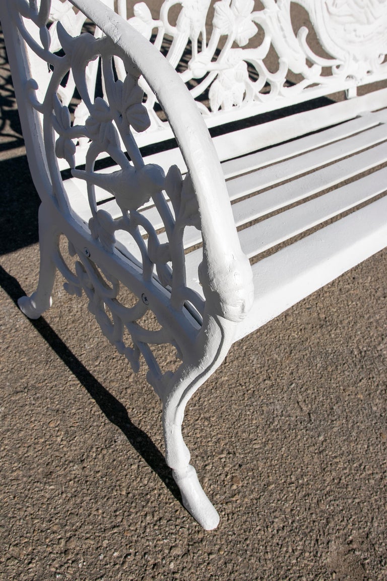 1990s White Iron Garden Bench For Sale at 1stDibs