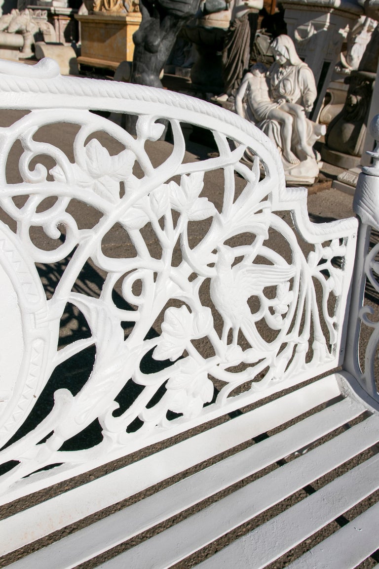1990s White Iron Garden Bench For Sale at 1stDibs