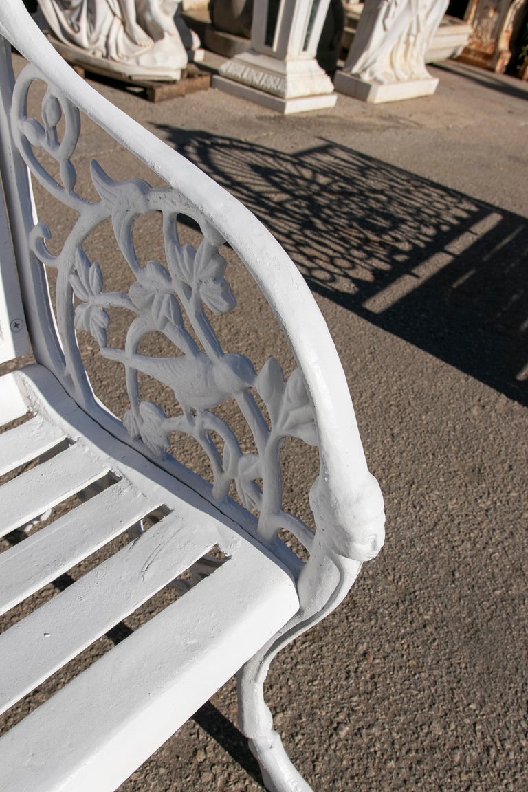 1990s White Iron Garden Bench For Sale at 1stDibs