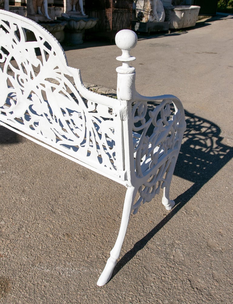 1990s White Iron Garden Bench For Sale at 1stDibs