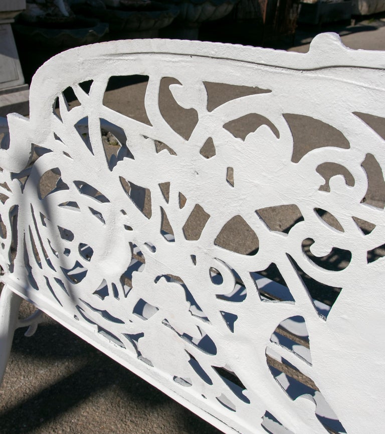 1990s White Iron Garden Bench For Sale at 1stDibs