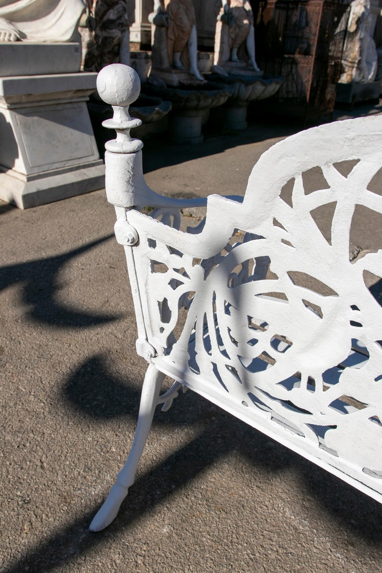 1990s White Iron Garden Bench For Sale at 1stDibs