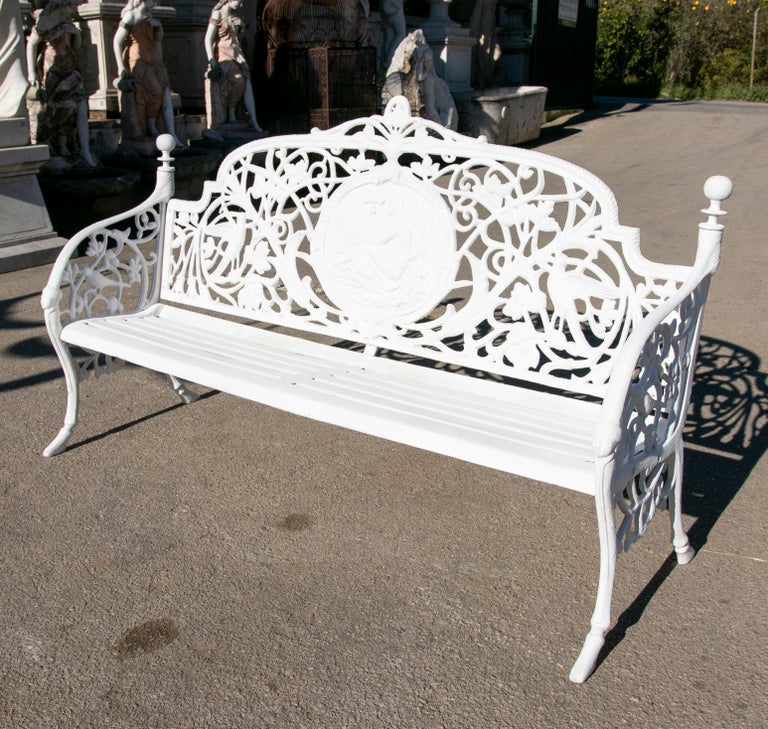 1990s White Iron Garden Bench For Sale at 1stDibs