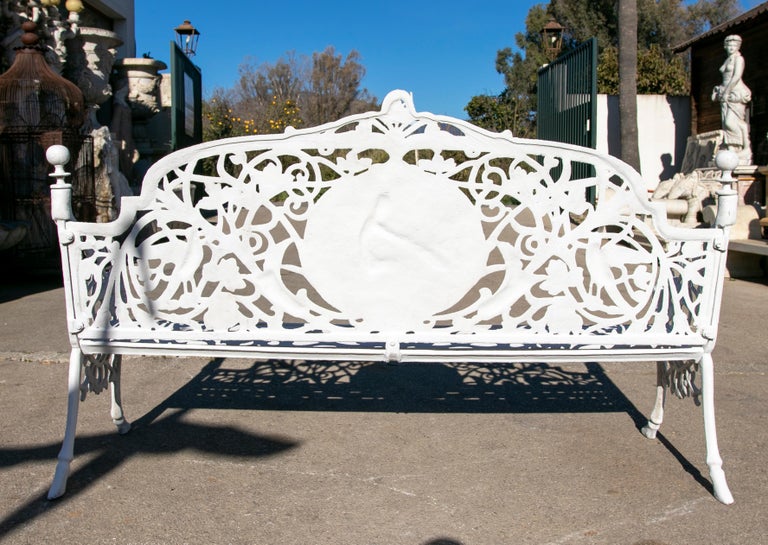 1990s White Iron Garden Bench For Sale at 1stDibs