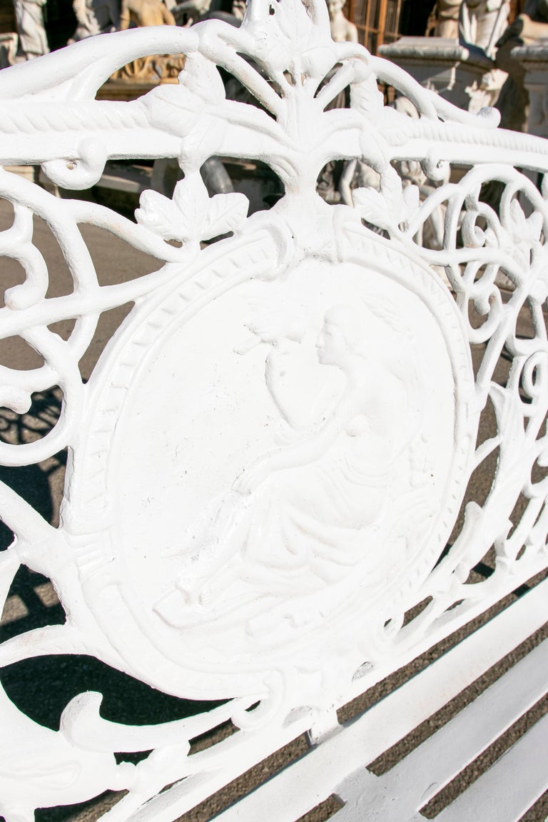 1990s White Iron Garden Bench For Sale at 1stDibs