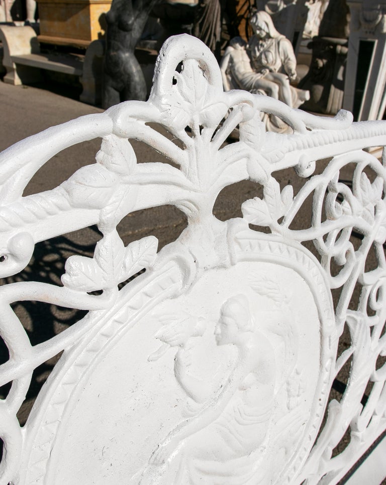 1990s White Iron Garden Bench For Sale at 1stDibs