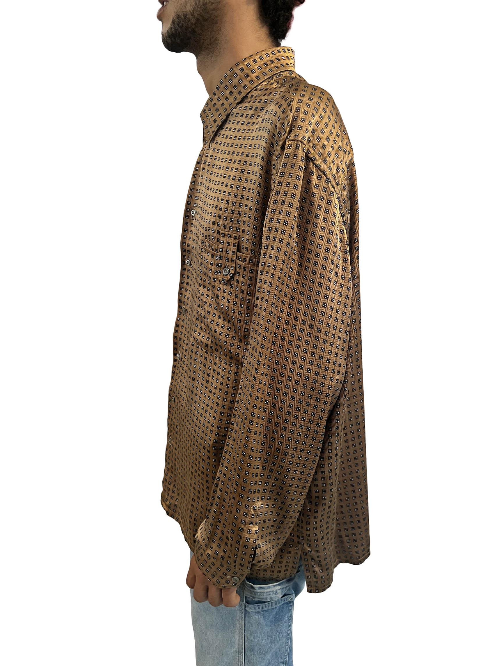 1990S Gerlin Black and Gold Silk Satin Custom Made Men's Long Sleeve ...