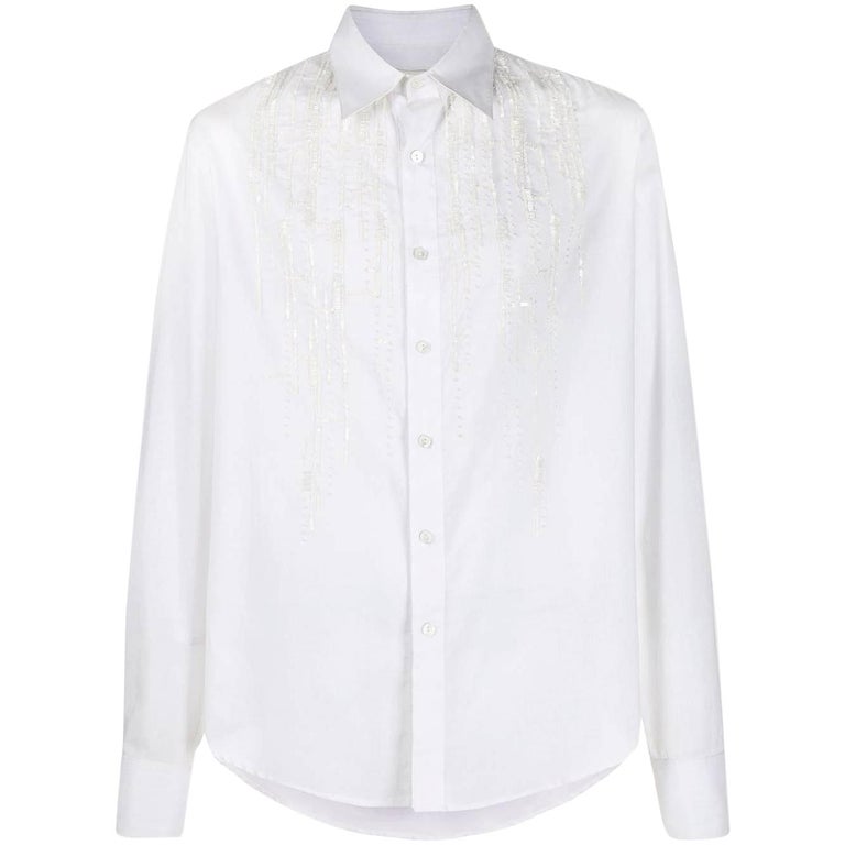 1990s Gianfranco Ferré Embroidered White Shirt For Sale at 1stDibs