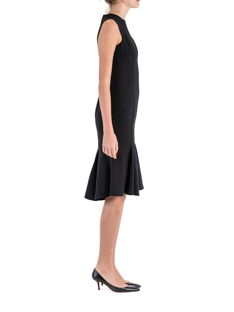 1990S GIANNI VERSACE Black Wool Crepe Dress With Fluted Hem For Sale at ...