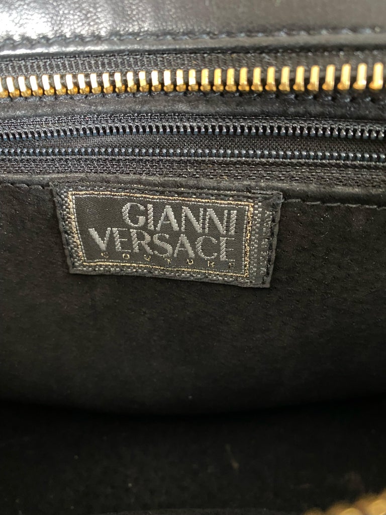 1990s Gianni Versace Couture Greek Key Large Medusa Shoulder Bag For ...