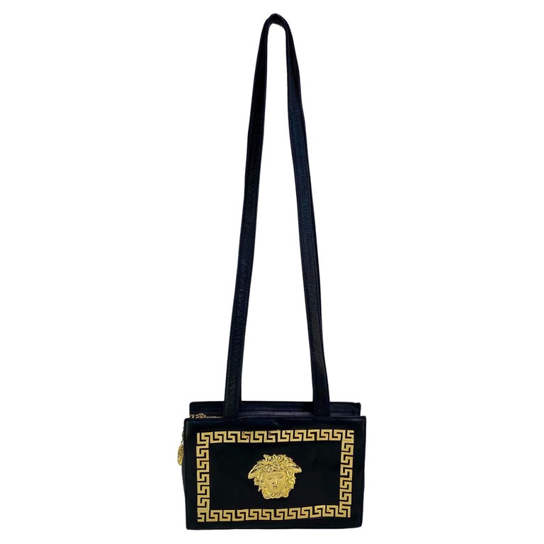 1990s Gianni Versace Couture Greek Key Large Medusa Shoulder Bag For ...