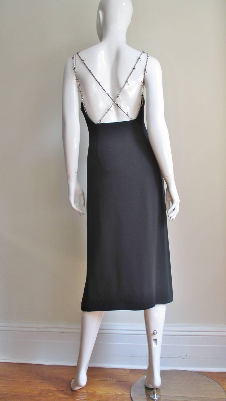 Gianni Versace Silk Dress with Beaded Straps For Sale at 1stDibs